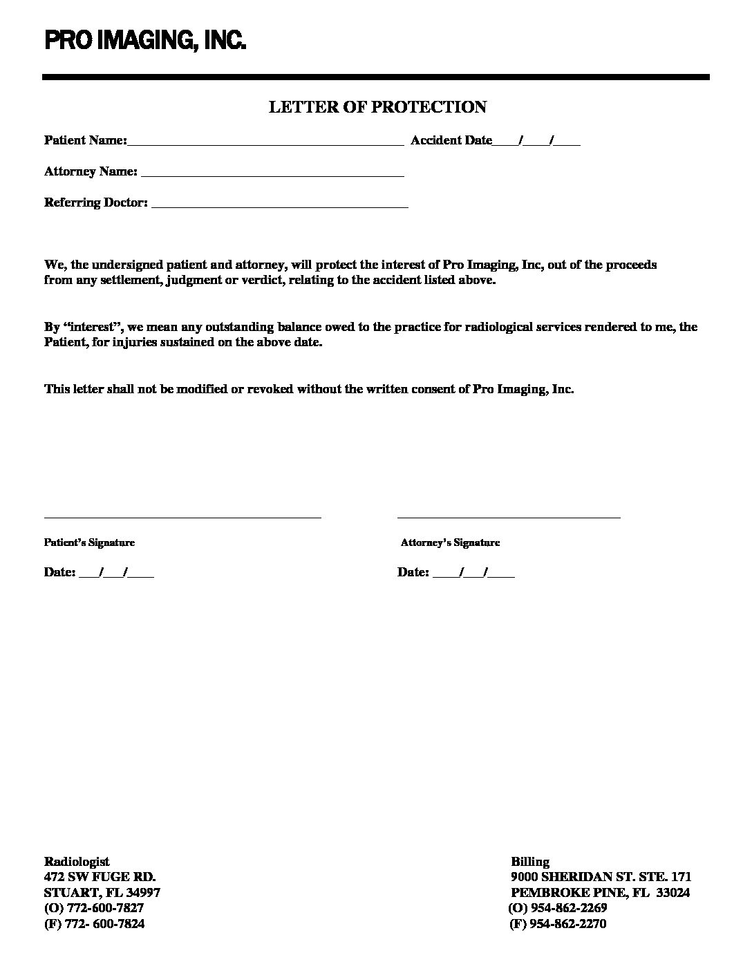 Letter of Protection - ProImaging